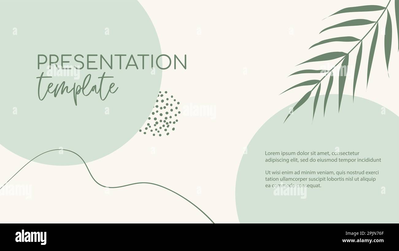 Organic presentation vector template. Natural floral green minimal ...