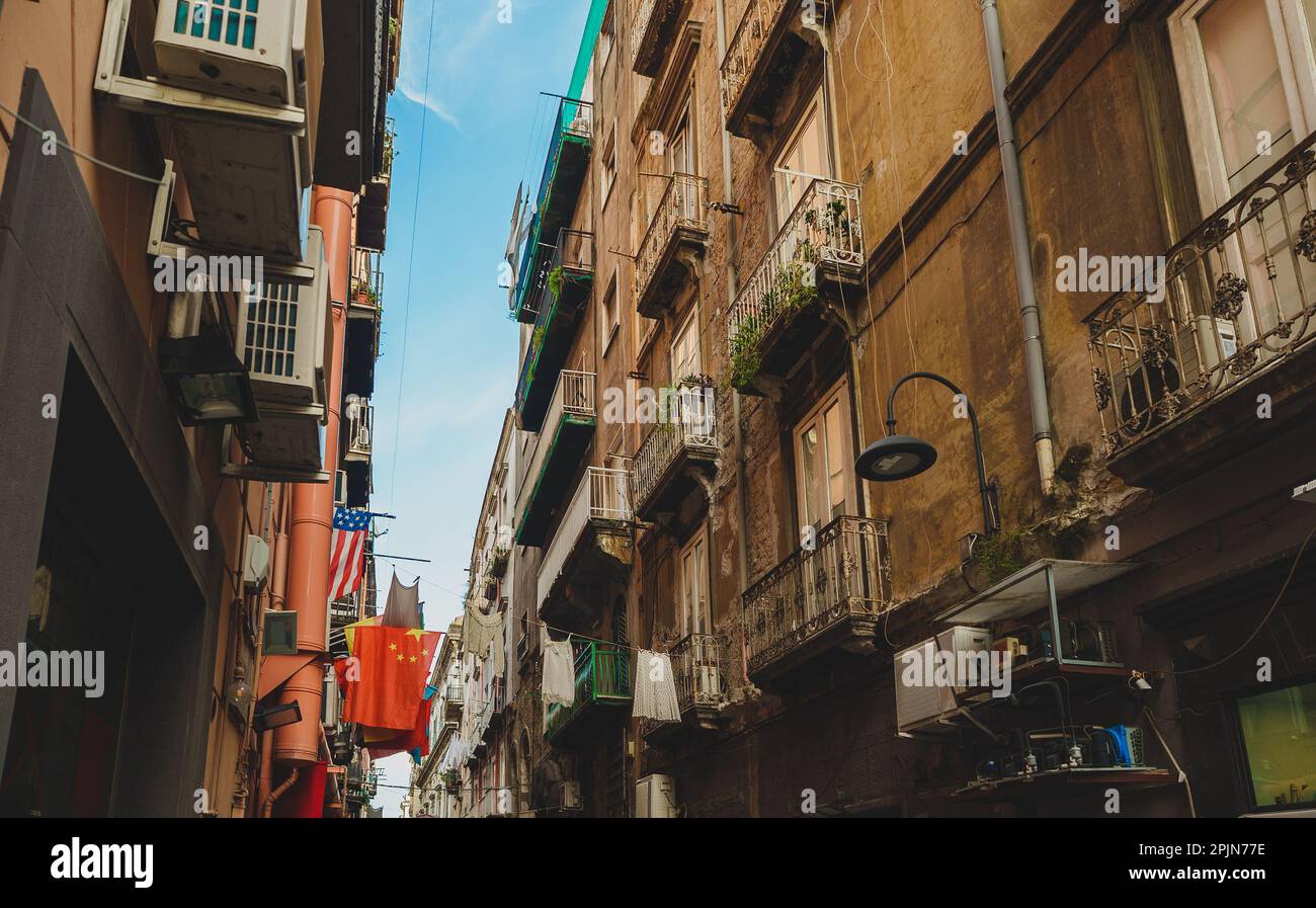 Typical street with houses in Italy Stock Photo - Alamy