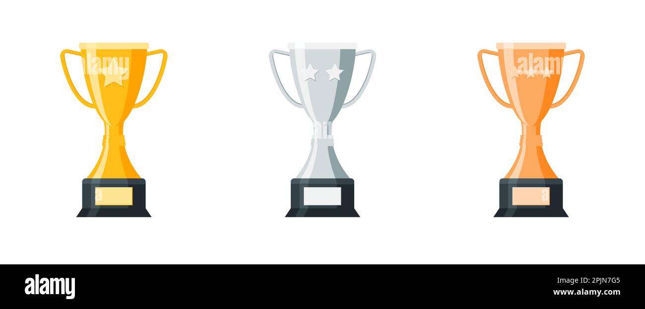 Trophy icons - gold, silver, bronze. First, second and third place ...