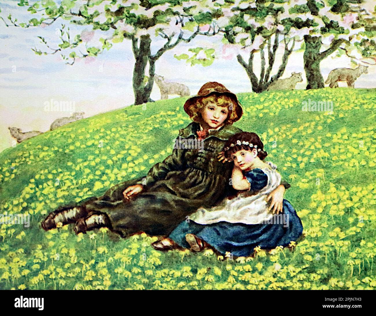 Brother and Sister, illustration from the book Kate Greenaway by M.H ...
