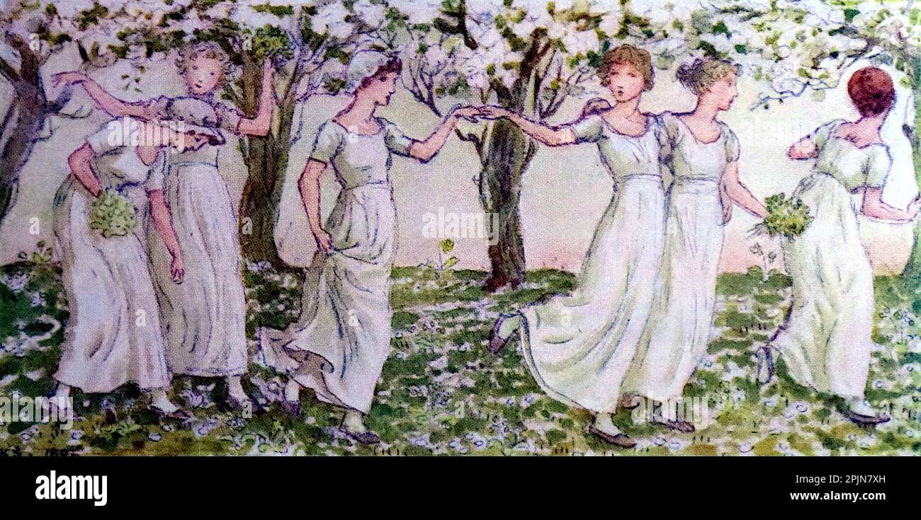 The May Dance illustration from the book Kate Greenaway by M.H ...