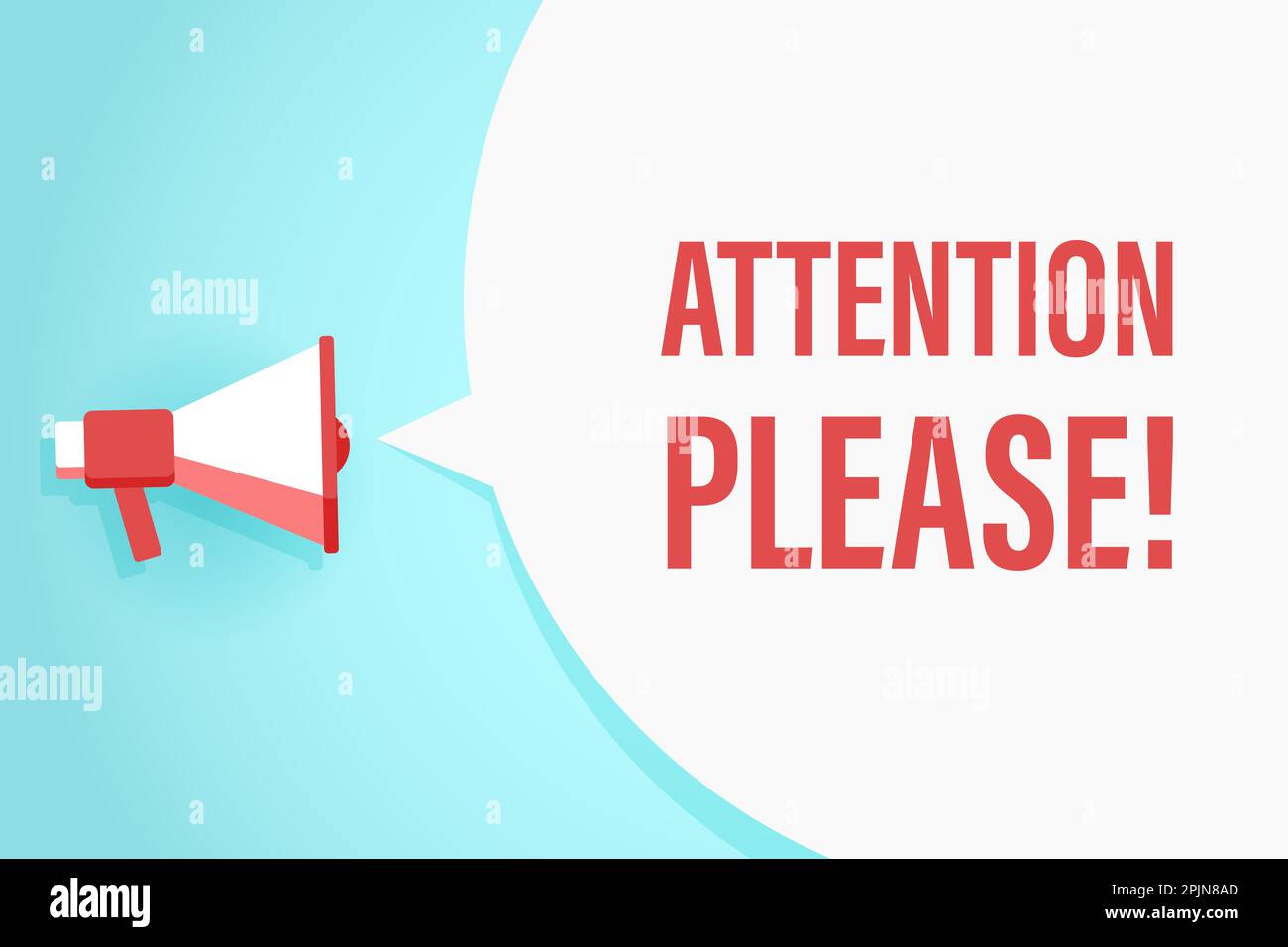 Megaphone or loudspeaker with speech bubble and quote attention please ...