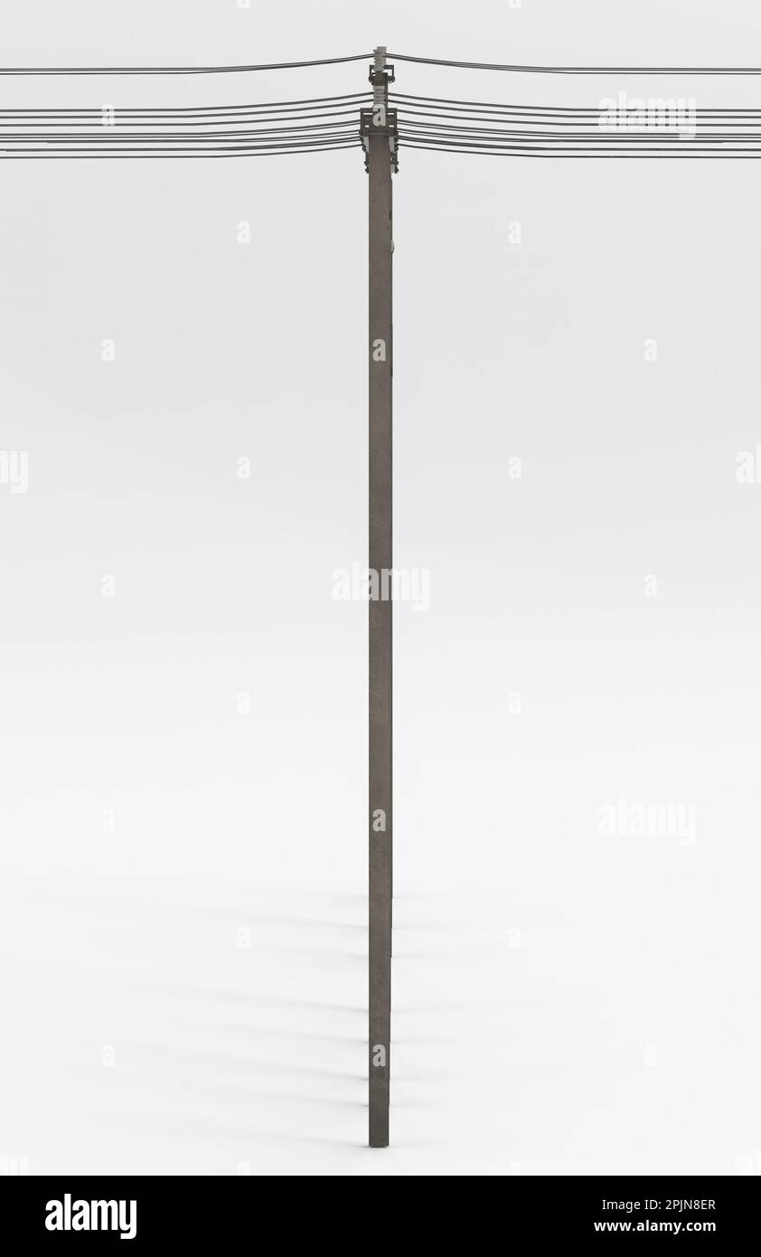 A 3d rendering of a tall, steel pole stands in the center of an open ...