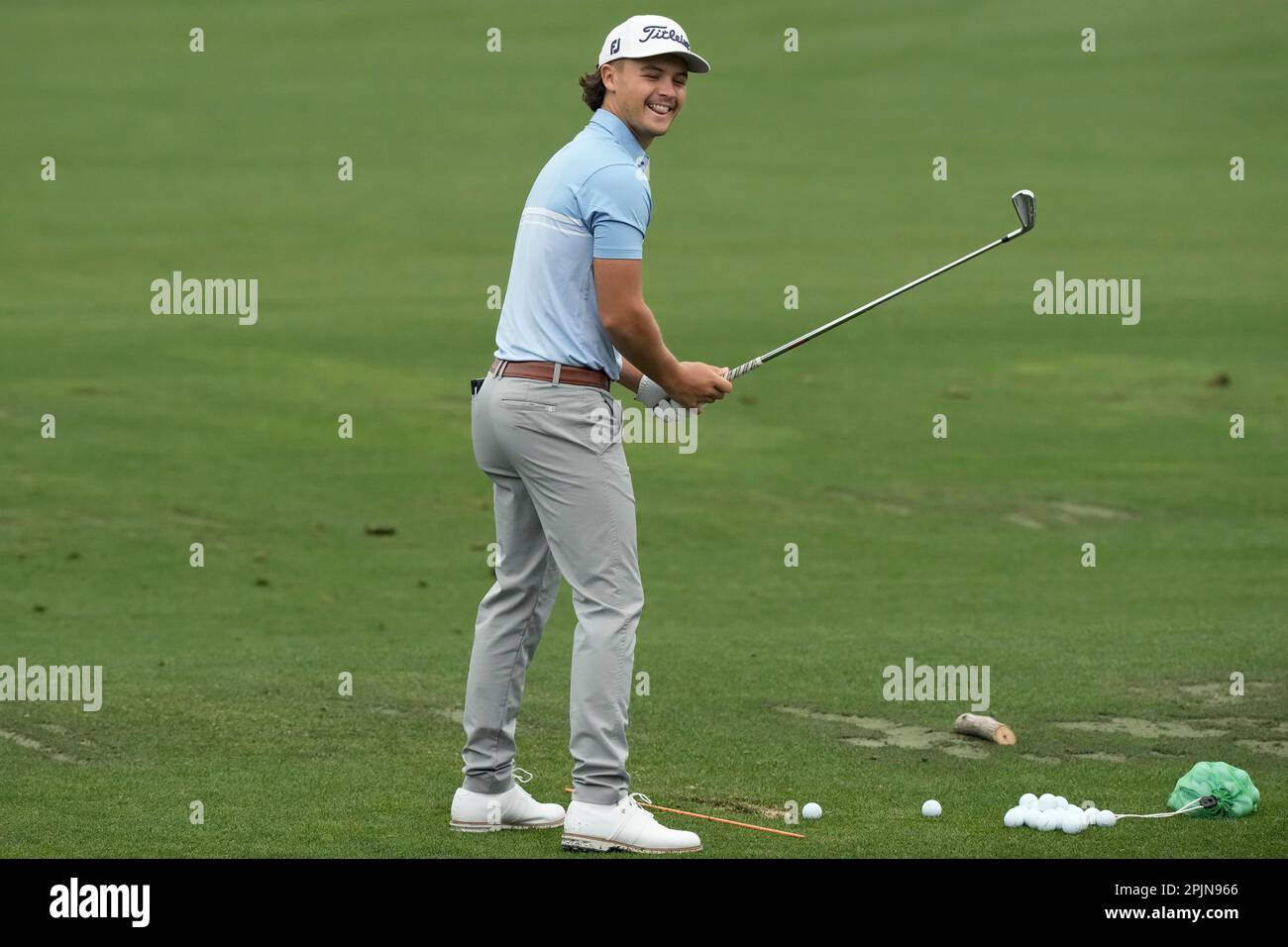 Harrison Crowe, of Australia, works out on the range during a practice ...