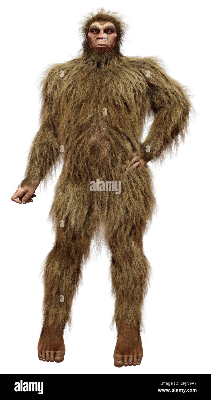 3D rendering of a Sasquatch or Bigfoot isolated on white background ...