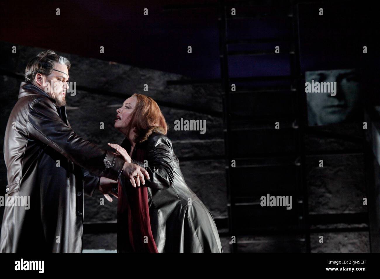 Mark Delavan as Wotan (l to r), Nina Stemme as Brunnhilde are seen ...