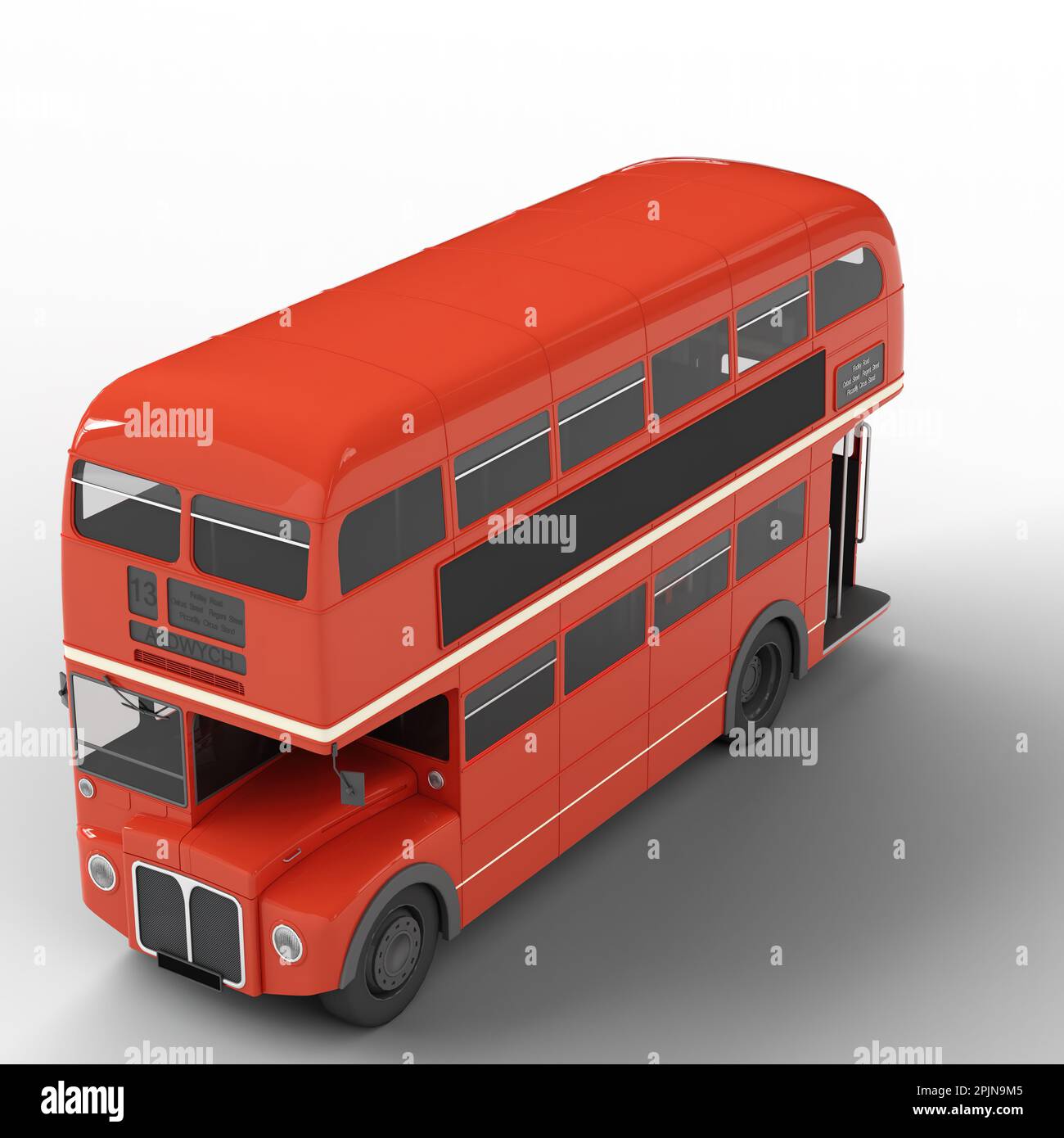 A 3d rendering of two-story bus on a white surface Stock Photo - Alamy