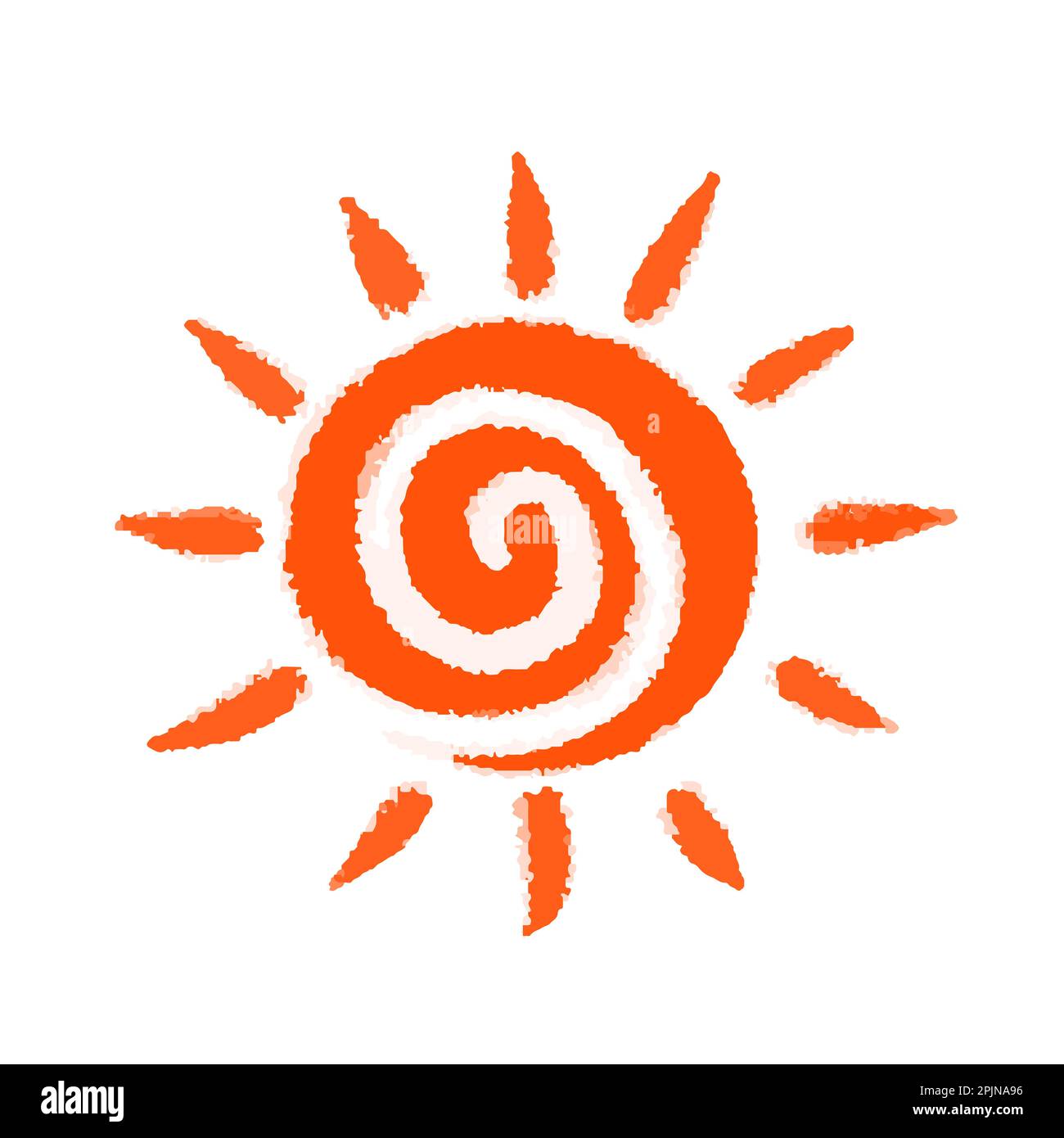 Sun hand drawn symbol. Sun icon as spiral on isolated background ...
