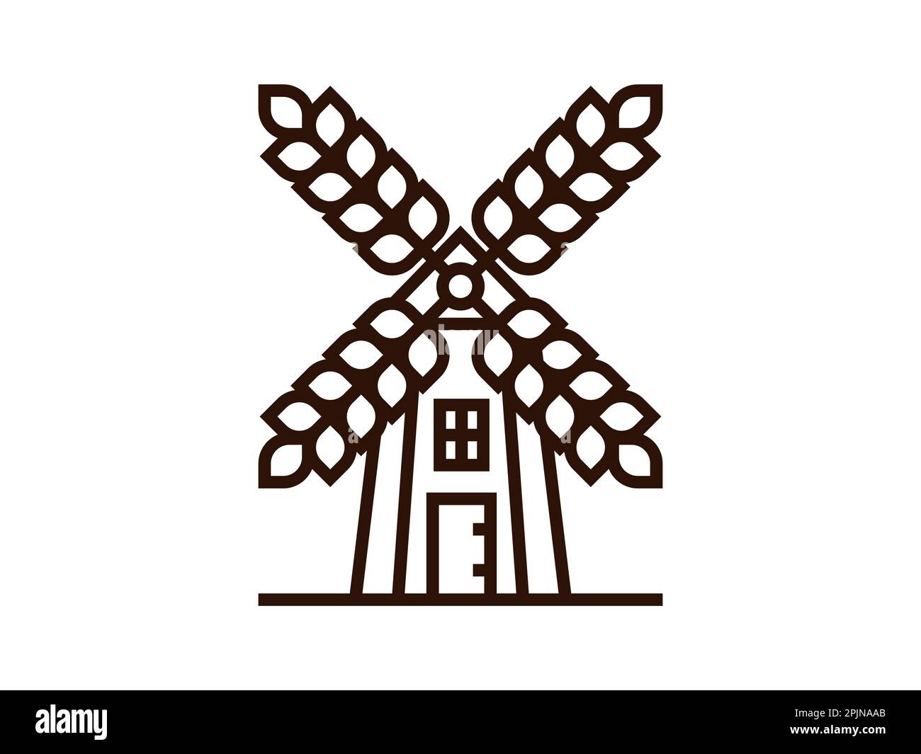 Windmill icon with blades as wheat ears or spikes. Applicable for farm ...