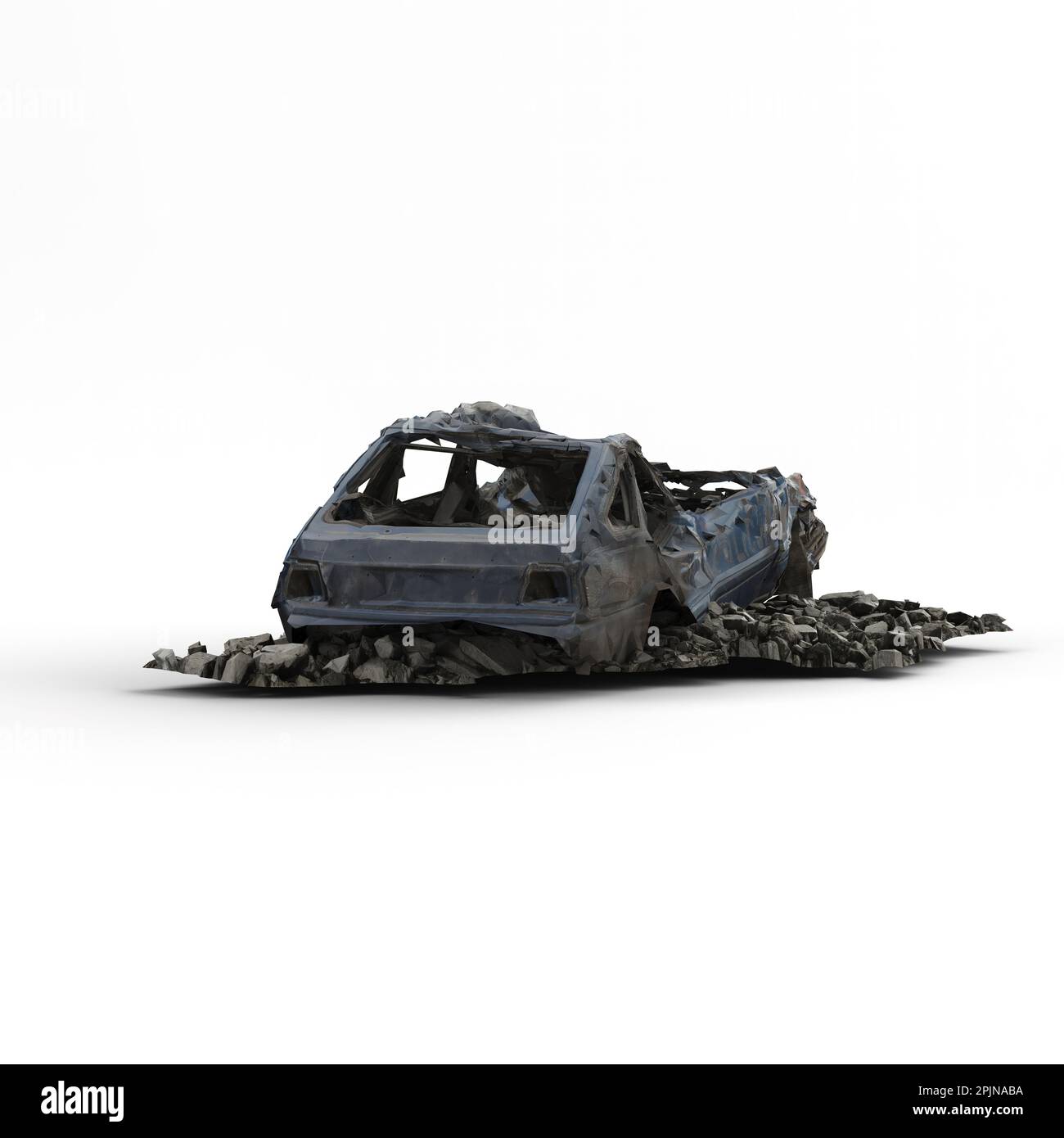 A 3d rendering of a destroyed car Stock Photo - Alamy