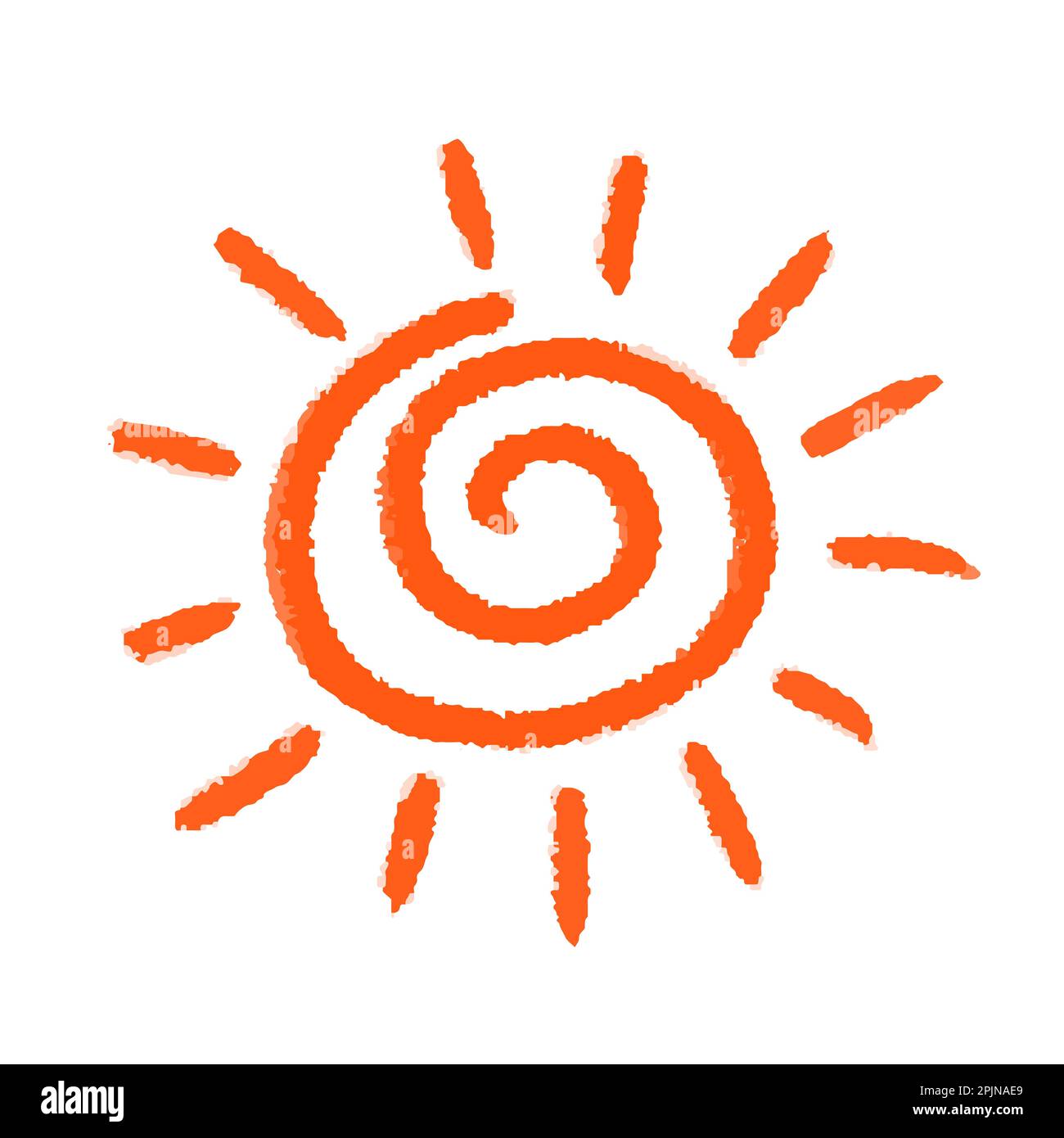 Sun hand drawn symbol. Sun icon as spiral on isolated background ...