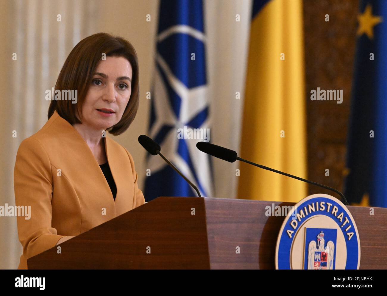 Bukarest, Romania. 03rd Apr, 2023. Maia Sandu, President of Moldova ...