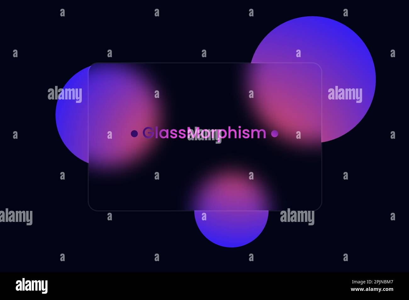 Transparent frame in glass morphism or glassmorphism style. Circles on ...