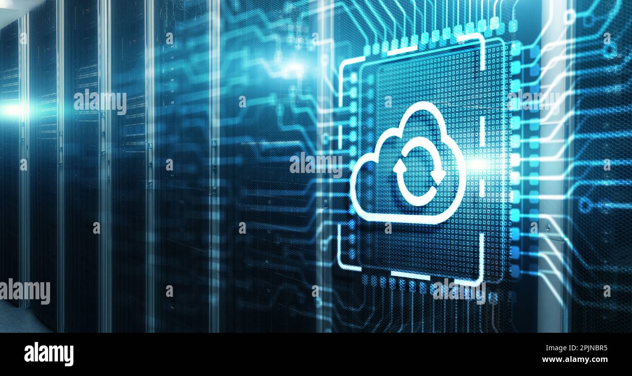 Cloud computing concept. Connect to cloud. 3d Electronic Circuit Board ...