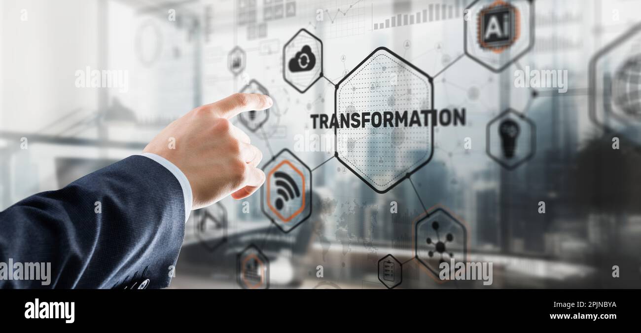 Businessman selecting Transformation. Background for presentations ...