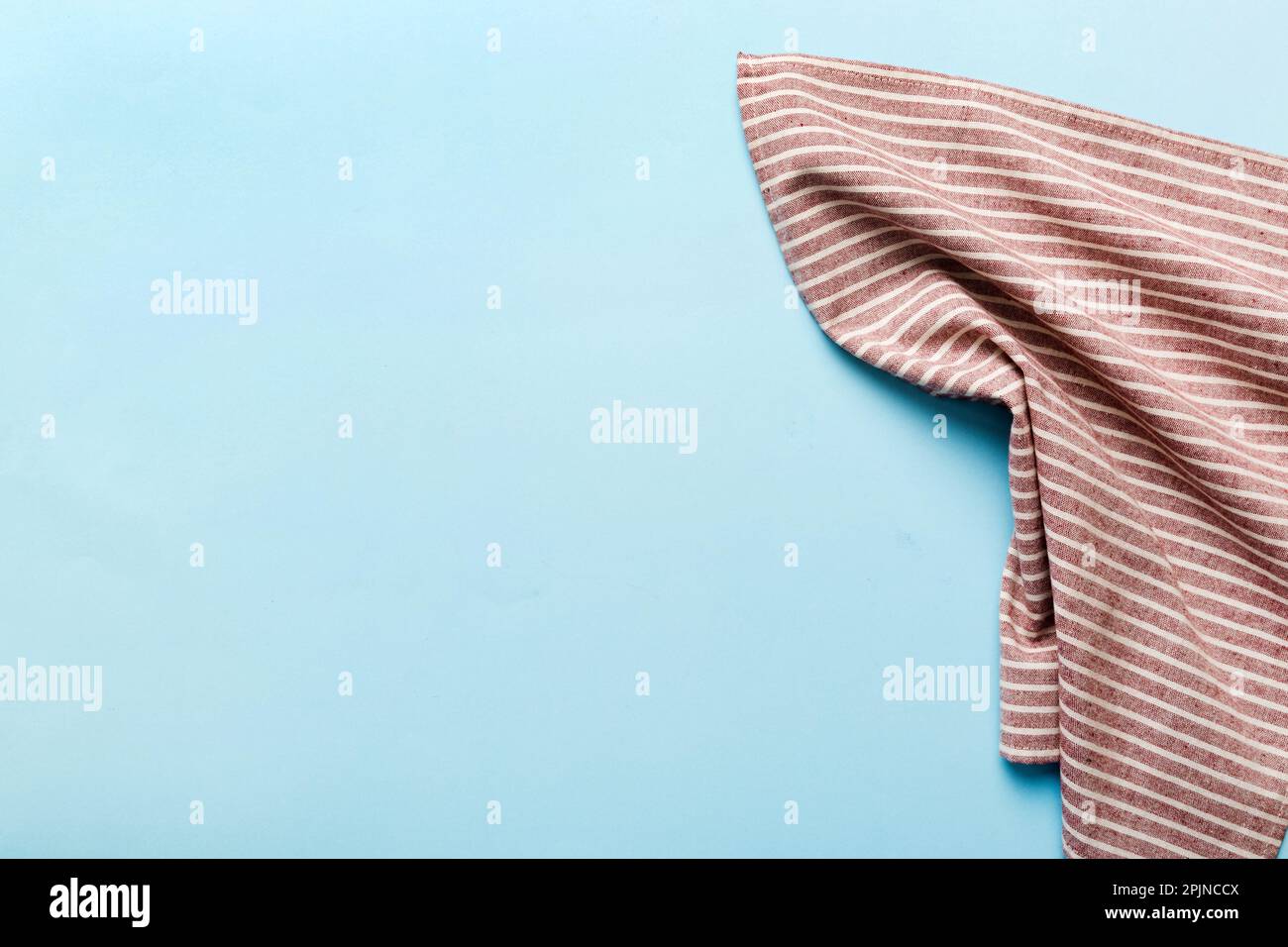 top view with red empty kitchen napkin isolated on table background ...