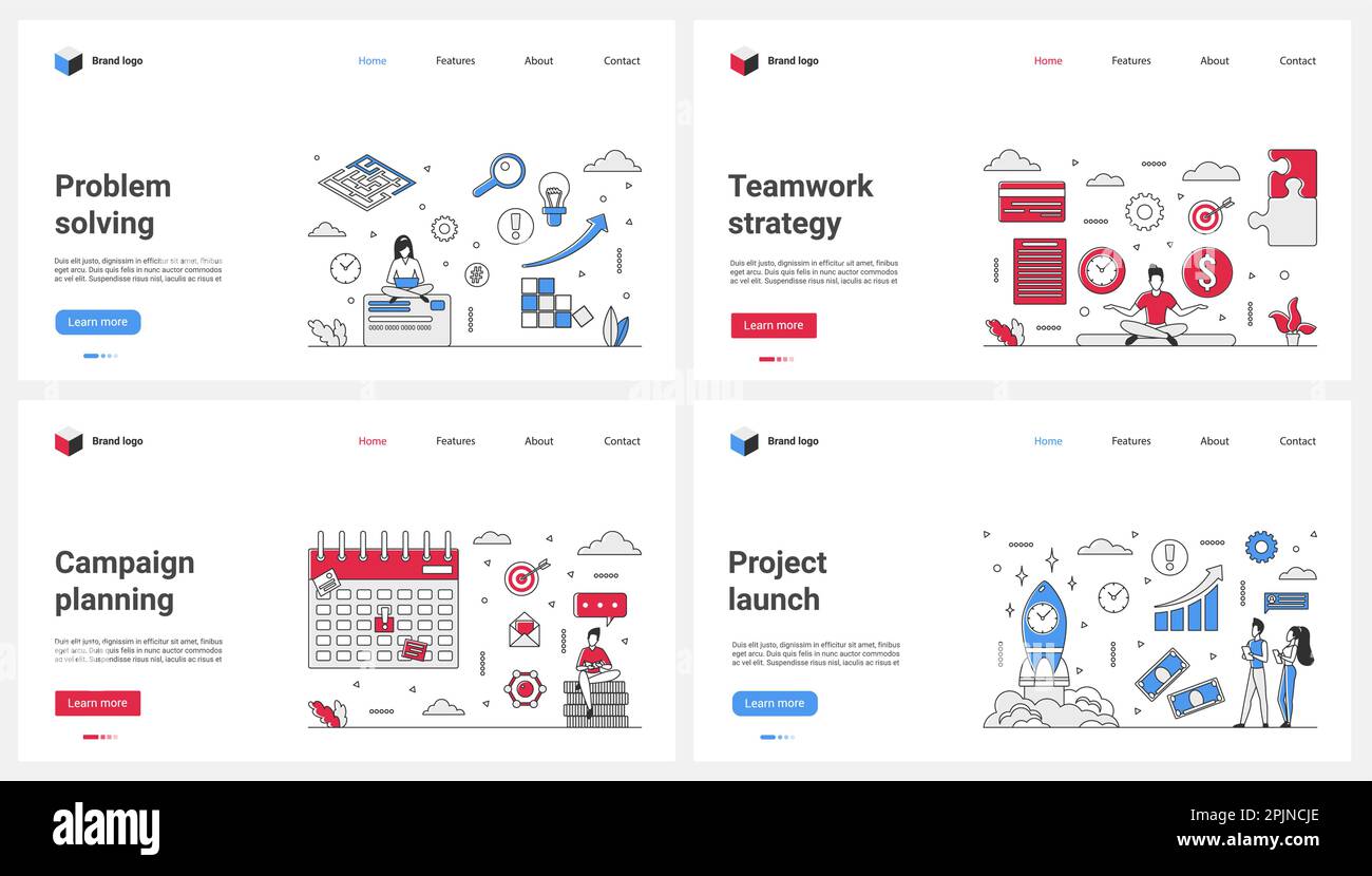 Campaign and startup planning, team problem solving strategy set vector ... Campaign and startup planning, team problem solving strategy set vector ...