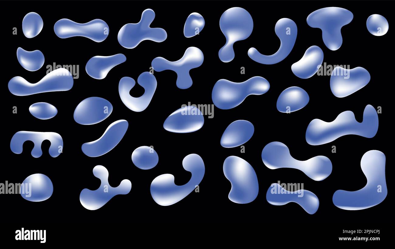 Liquid shapes collection. Color gradient - golden, gold colors. Drops ...
