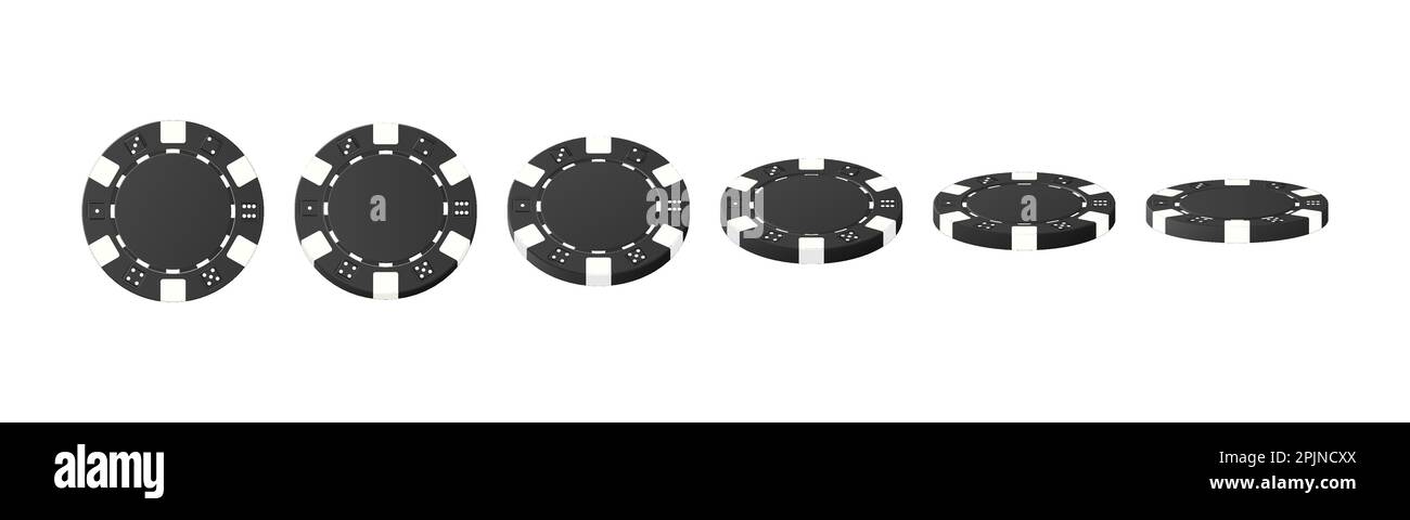 Black rotating poker chips. Gambling game, casino 3d chips. Vector ...