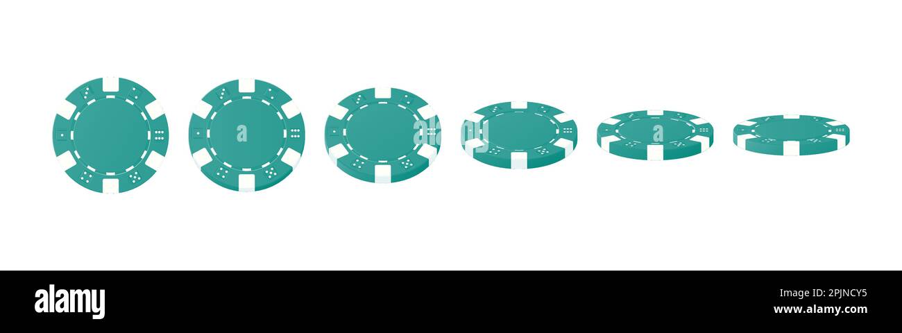 Green rotating poker chips. Gambling game, casino 3d chips. Vector ...