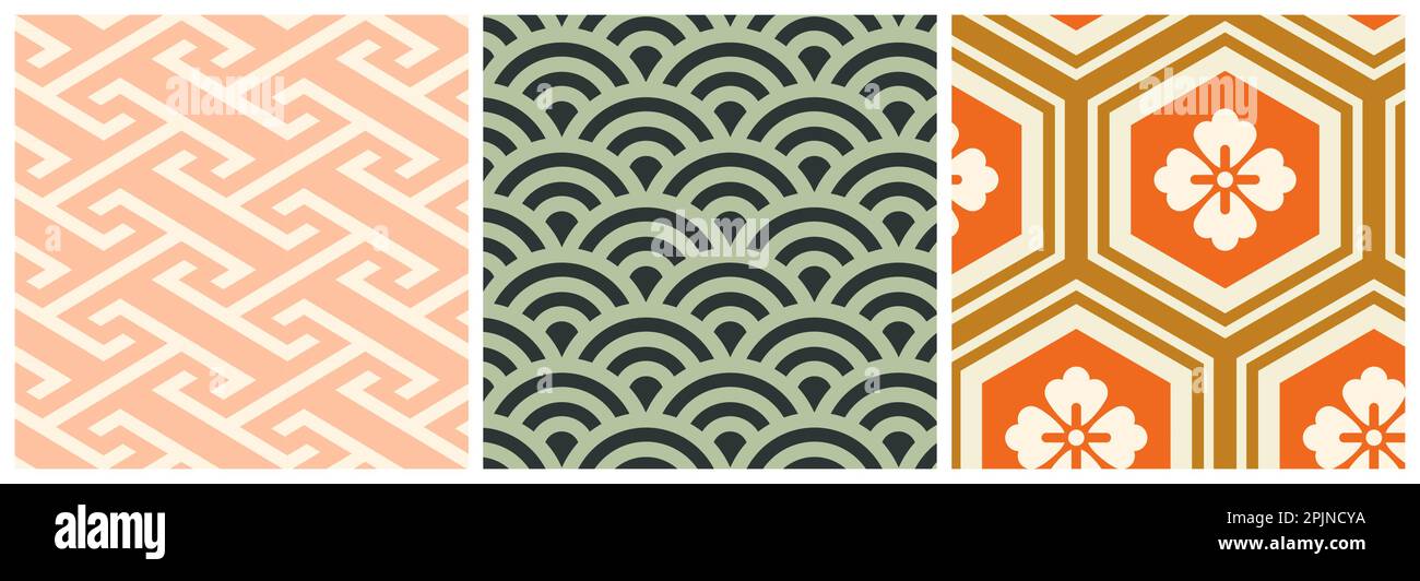 Japanese seamless traditional pattern. Asian seigaiha seamless pattern ...