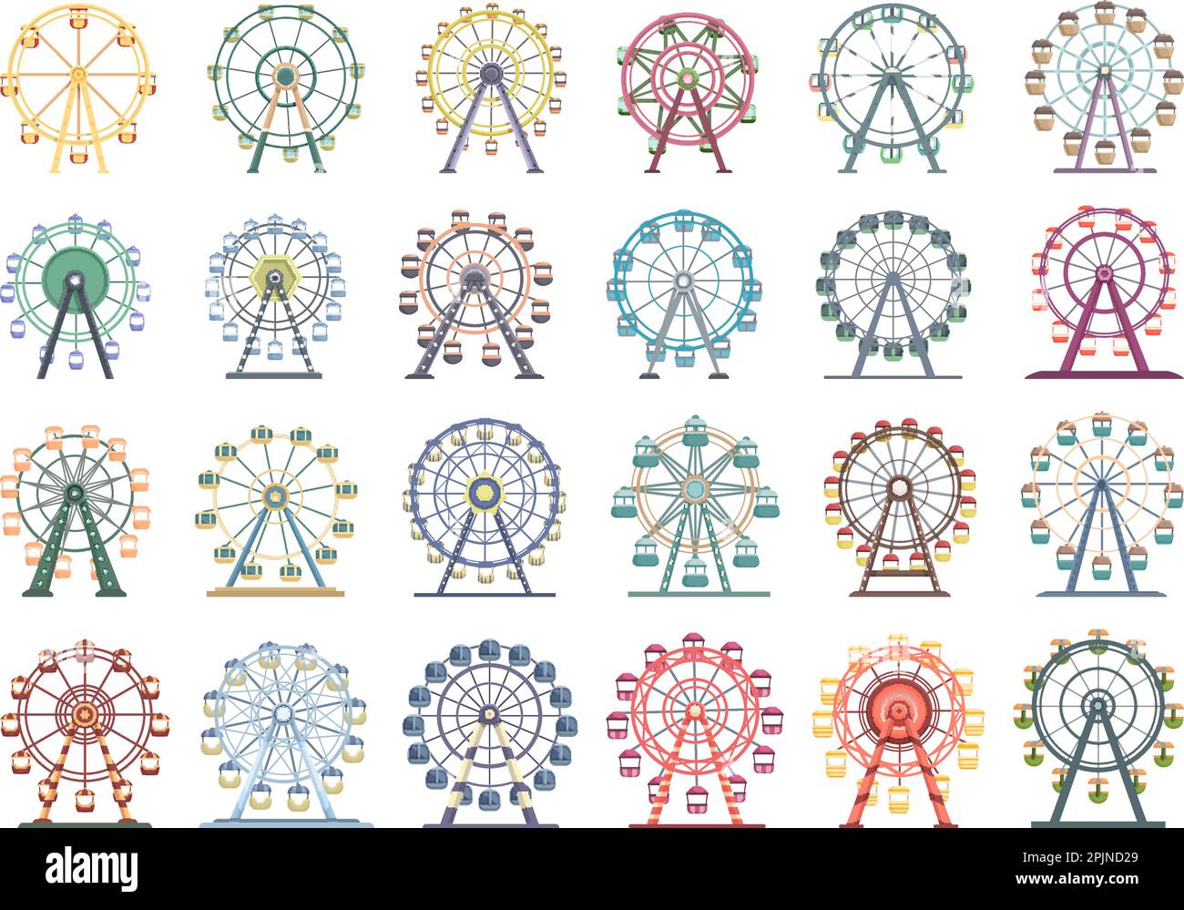 Ferris wheel icons set cartoon vector. Carousel play. Big park Stock ...