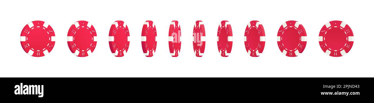 Red rotating poker chips. Gambling game, casino 3d chips. Vector ...