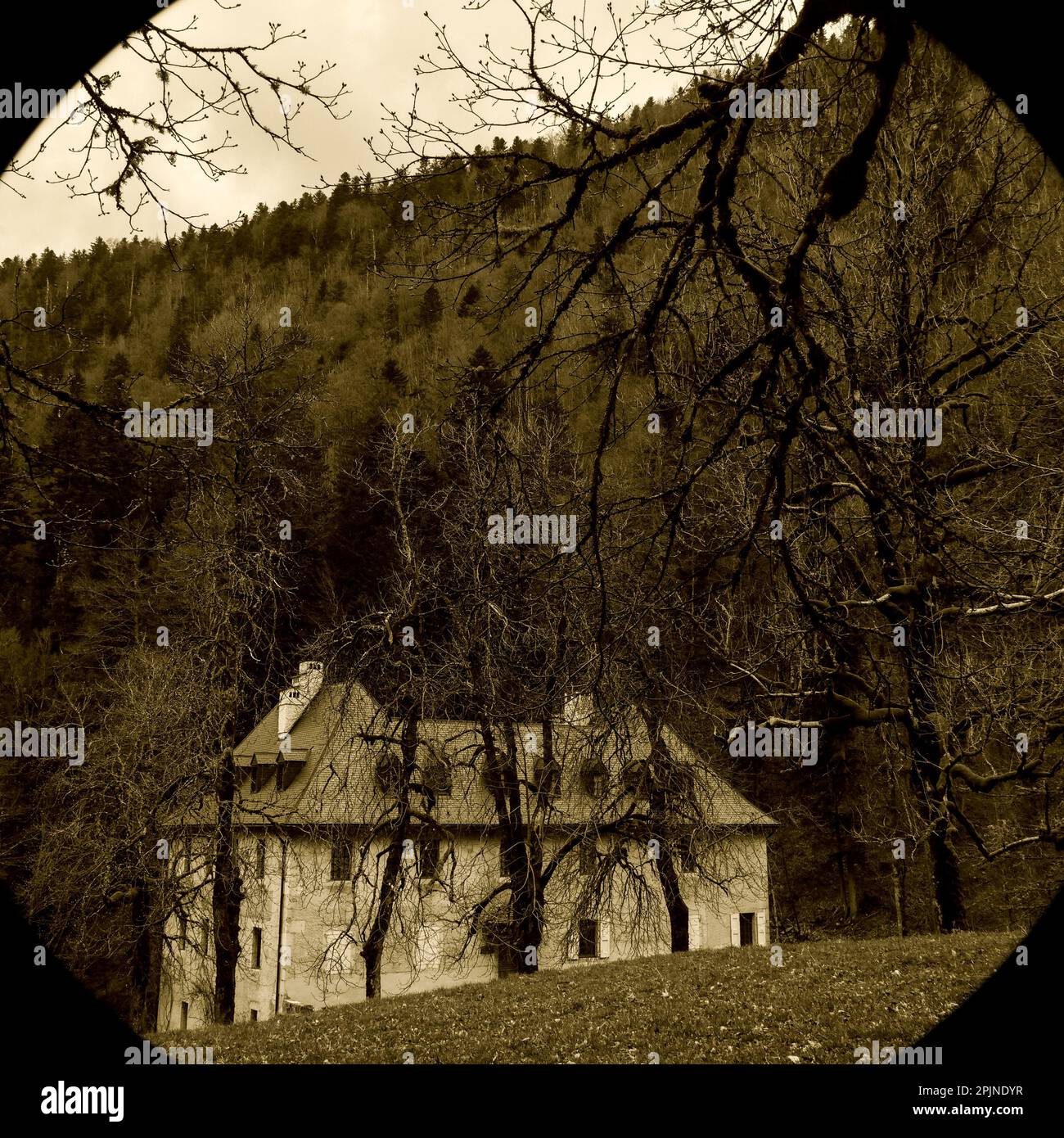 A dependancy of the Grande Chartreuse monastery, digitally altered view ...