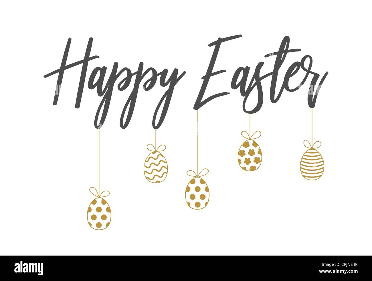 Happy easter typography with hanging golden eggs. Happy easter ...