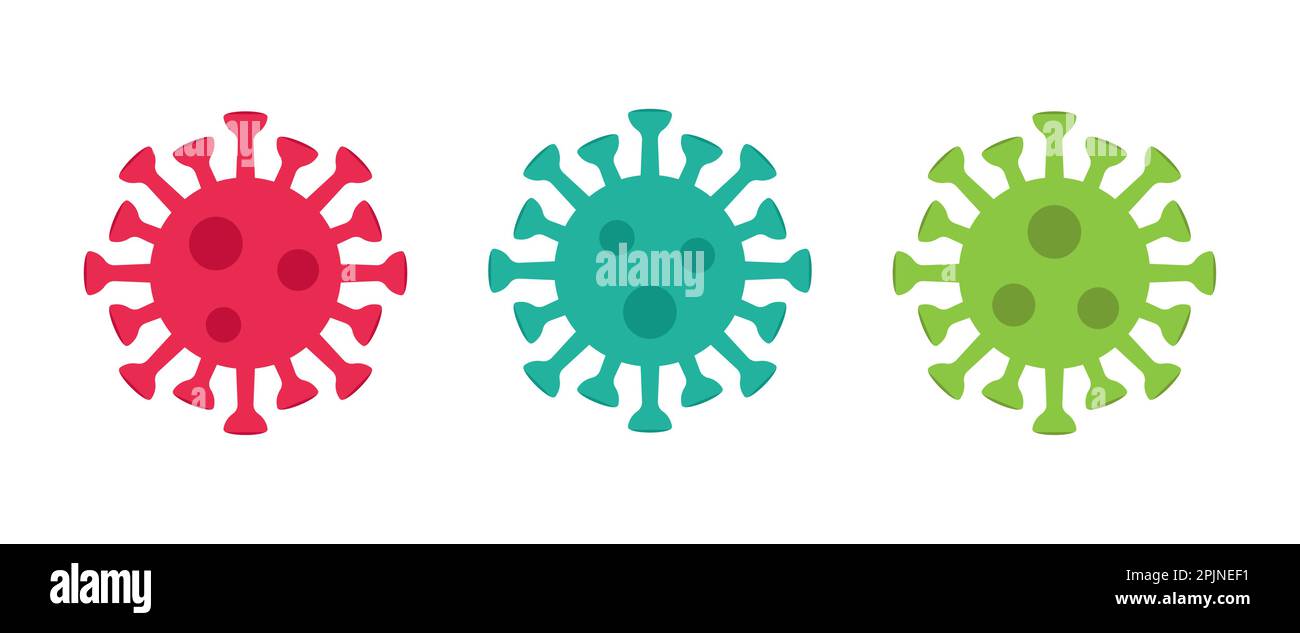 Colored vibrant virus icons. Circle virus icons, symbols. Coronavirus ...