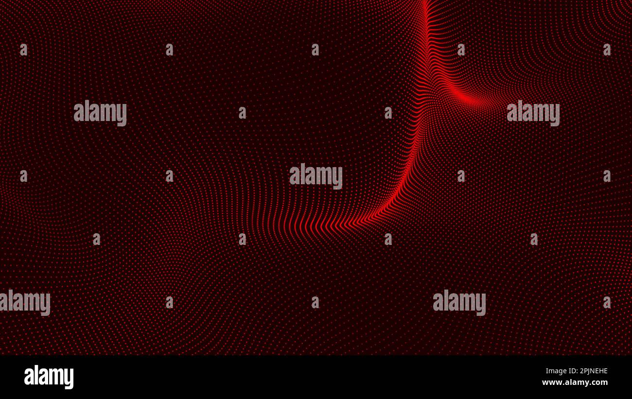Abstract red dynamic wavy line dotted texture. Modern futuristic simple ...