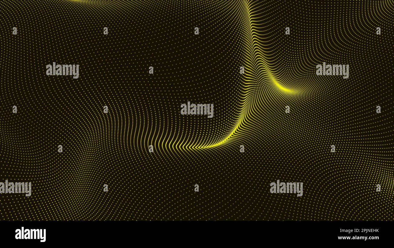 3d Vector illustration. Abstract yellow dynamic wavy line dotted ...