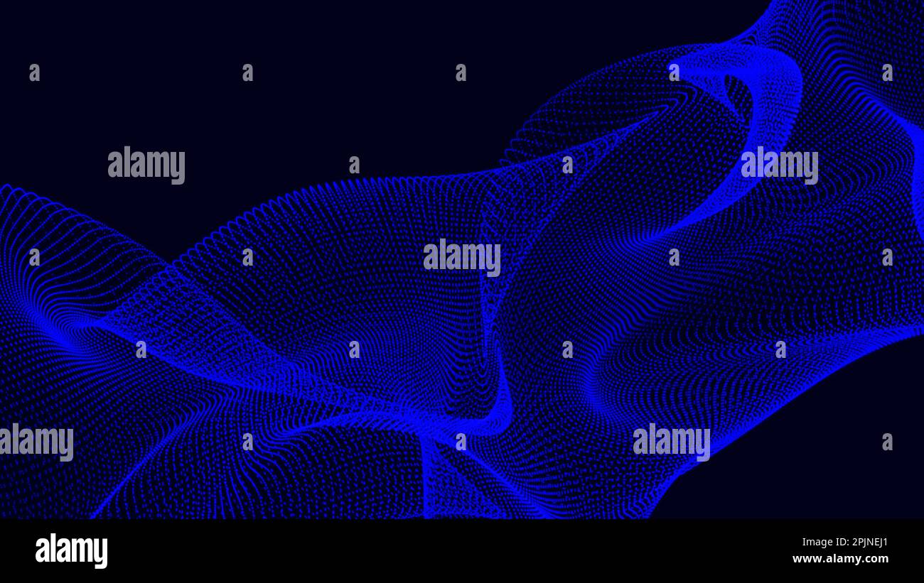 Abstract blue dynamic wavy line dotted texture. Modern futuristic ...