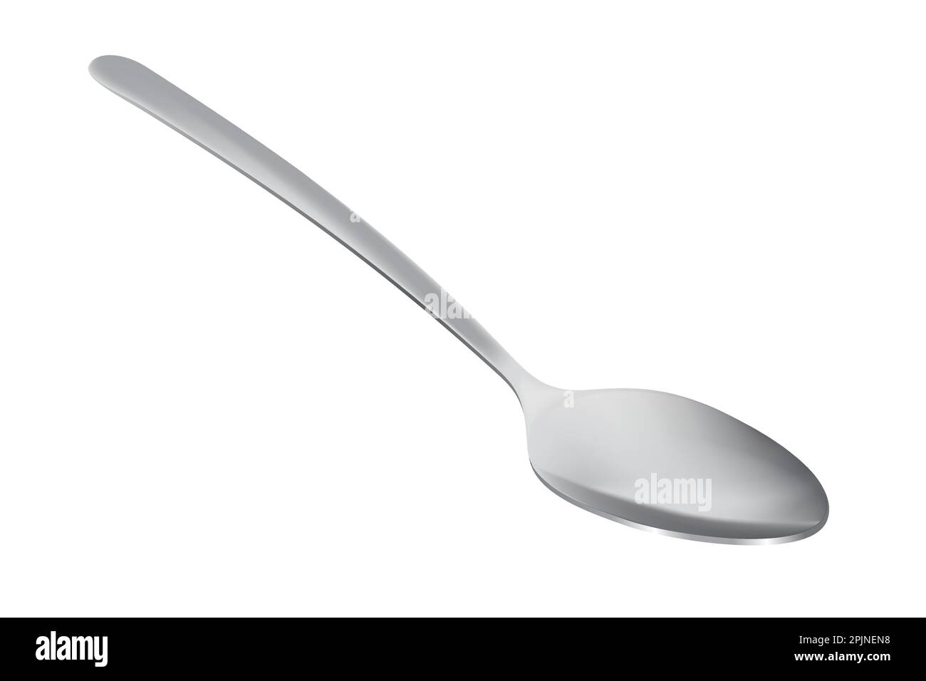 Spoon or teaspoon isolated on white background. Realistic 3d metal ...