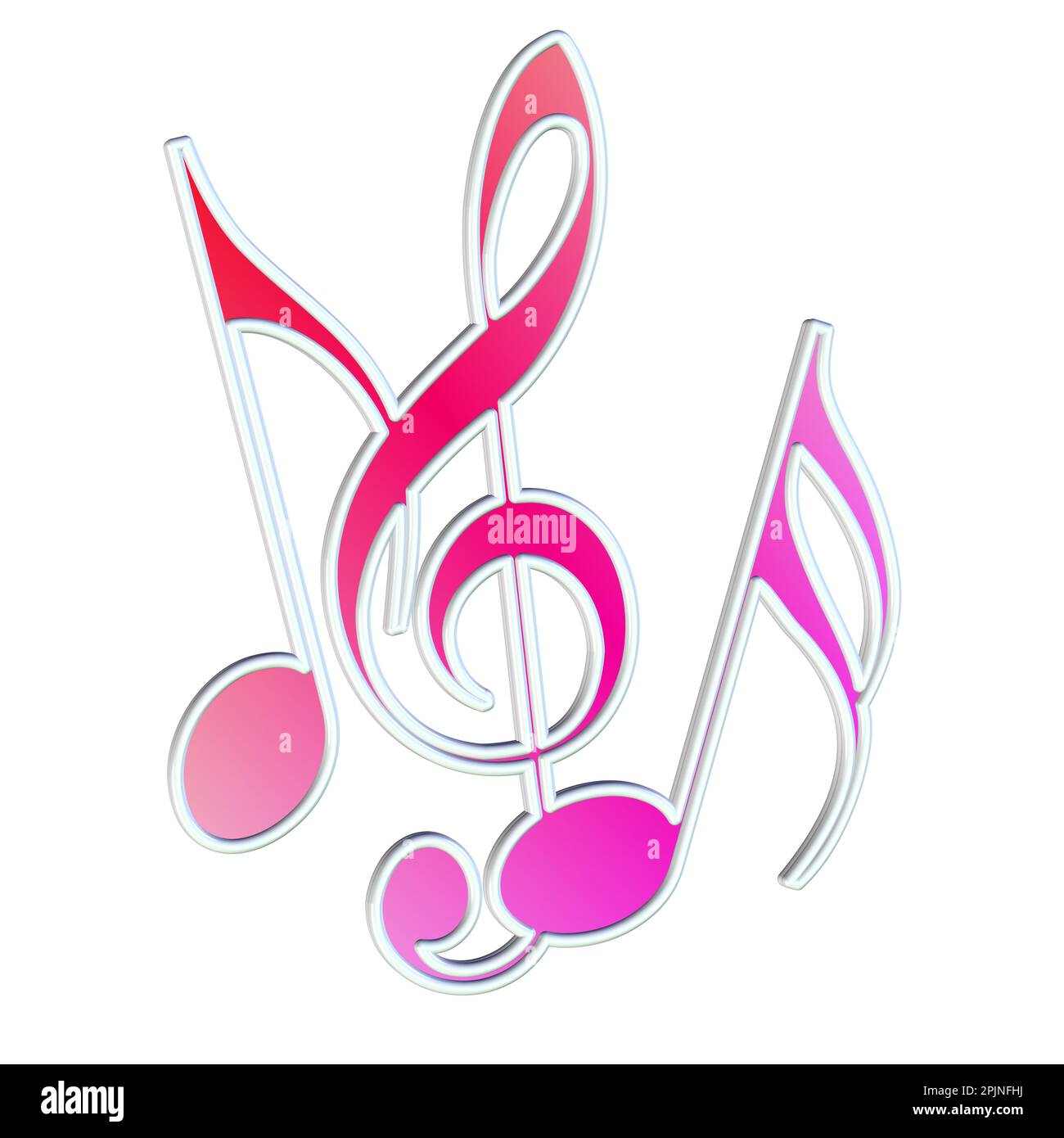 Music notes and treble clef, 3D illustration Stock Photo - Alamy