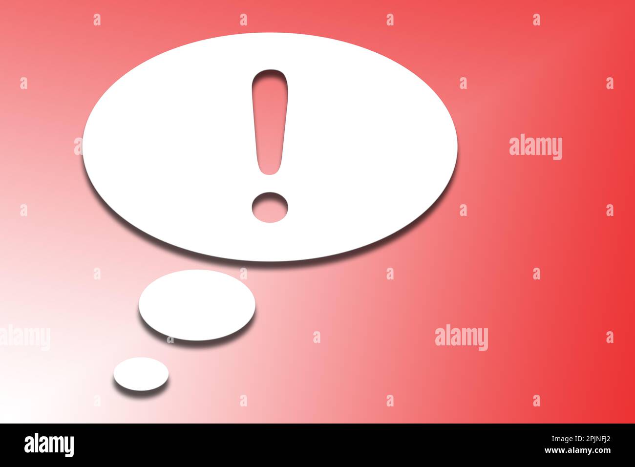 Speech bubble with exclamation mark against red background Stock Photo ...