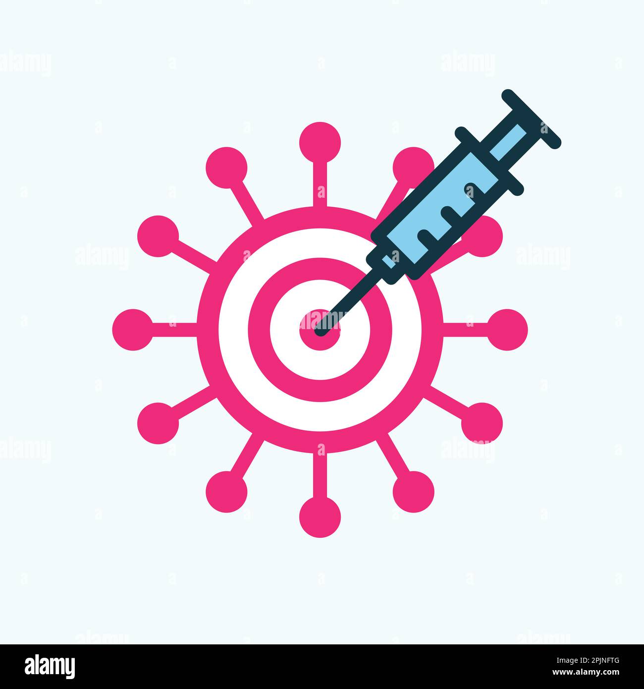 Virus icon as target of vaccine shot. Covid 19 vaccination concept ...