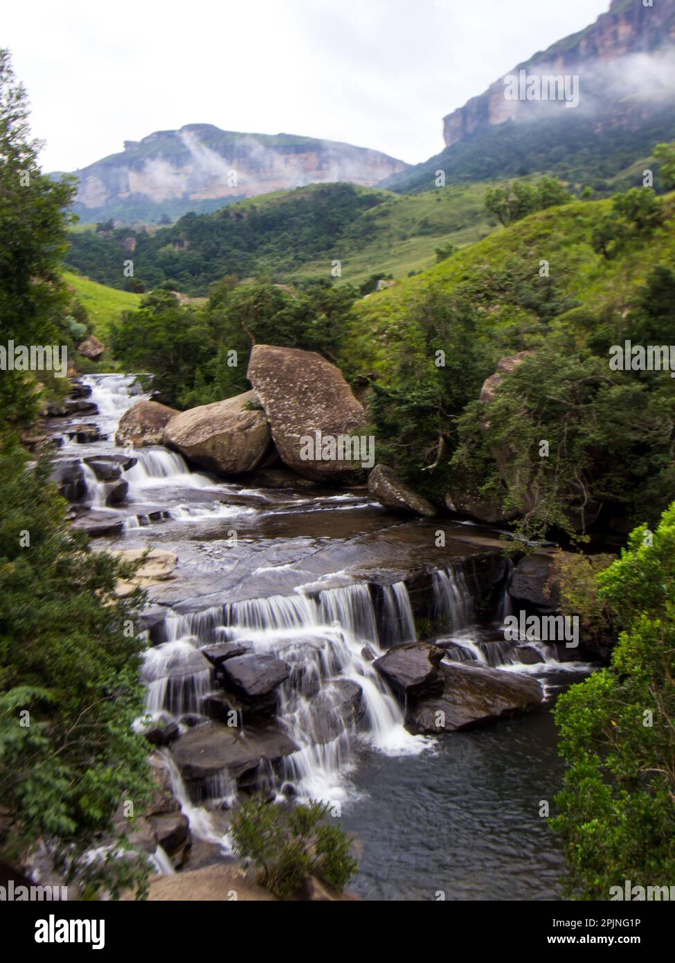 Black and White early morning view of the Mahai cascades, with the ...