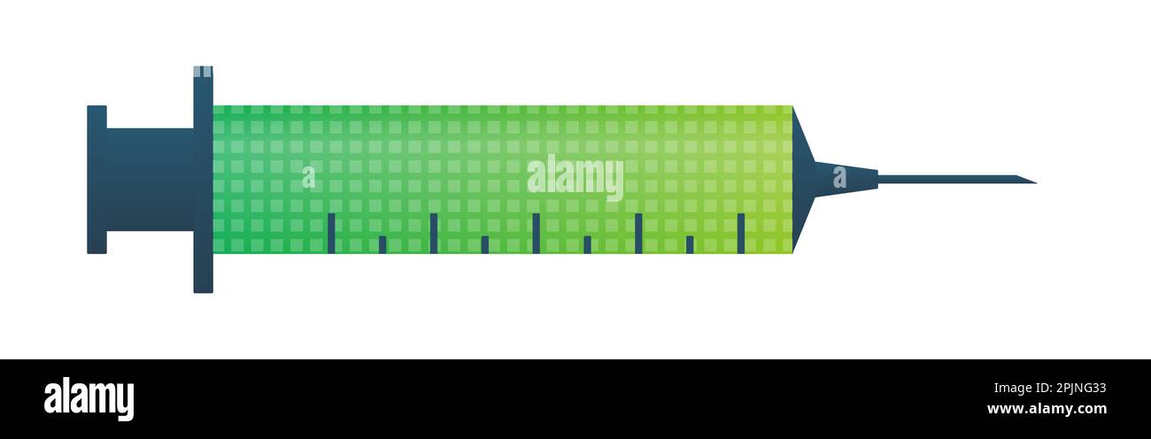 Syringe icon with green vaccine. Syringe with injection. Syringe symbol ...