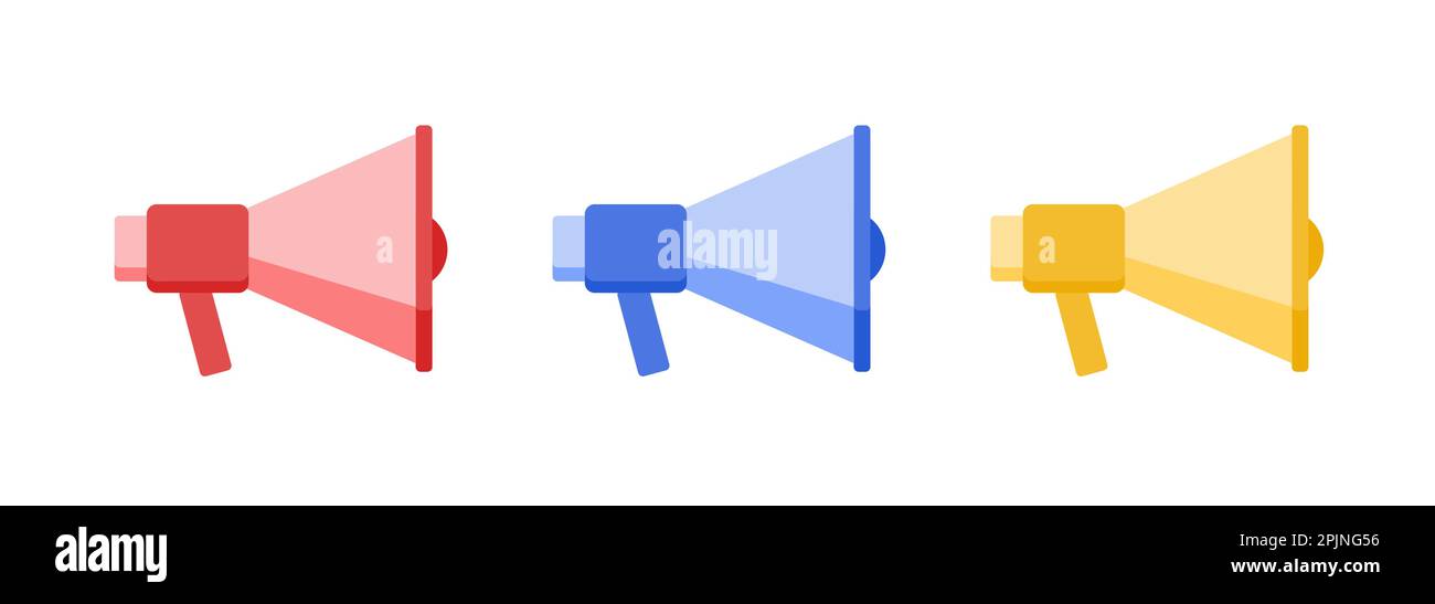 Megaphone, loudspeaker, bullhorn icons. Line, outline flat style ...