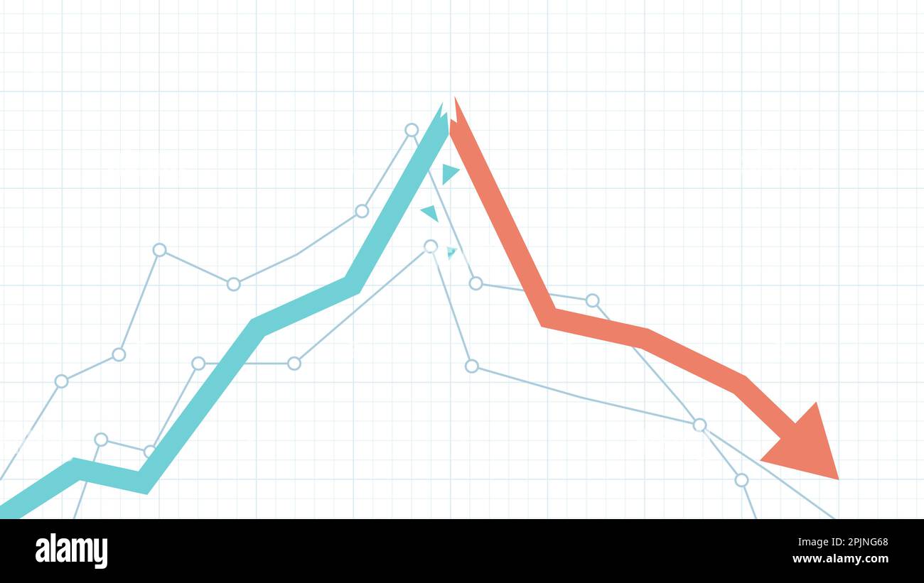 Stock market crash concept. Broken chart arrow. Stock market growth and sudden drawdown ...