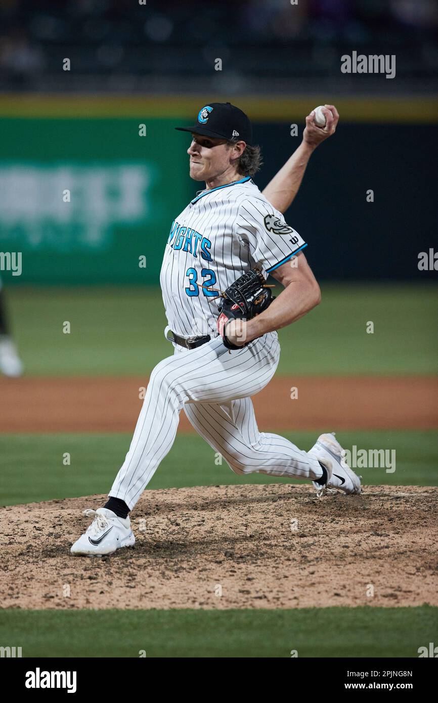 Charlotte Knights relief pitcher Declan Cronin (32) in action against ...