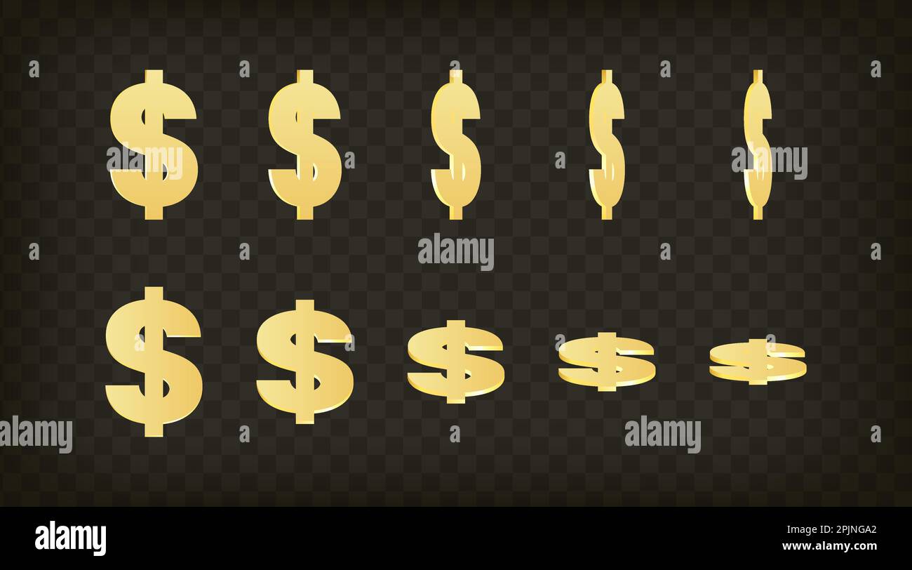 Rotating golden dollar sign on hi-res stock photography and images - Alamy