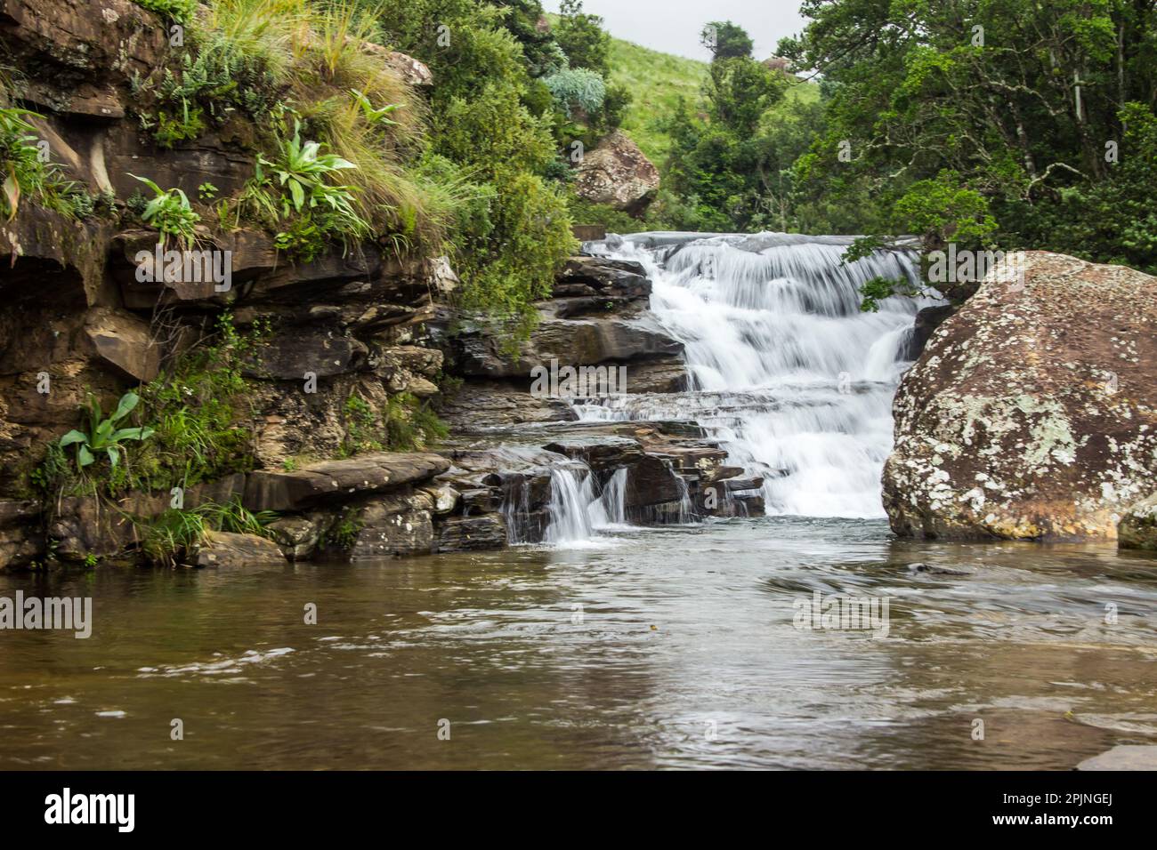 Epic stepped waterfall Stock Photo - Alamy