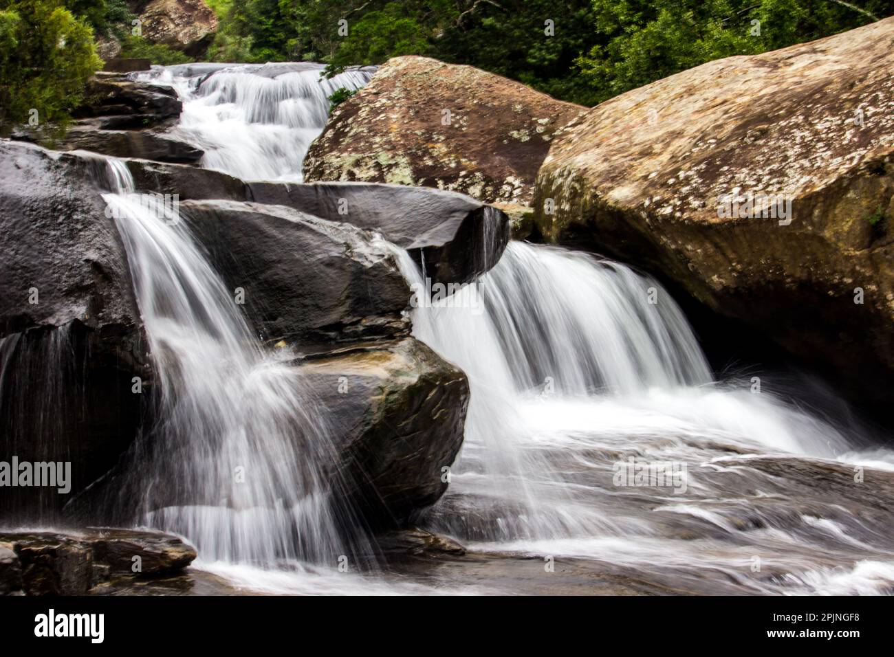 View of the steps of the Cascades in the Mahai River in the Drakensberg ...