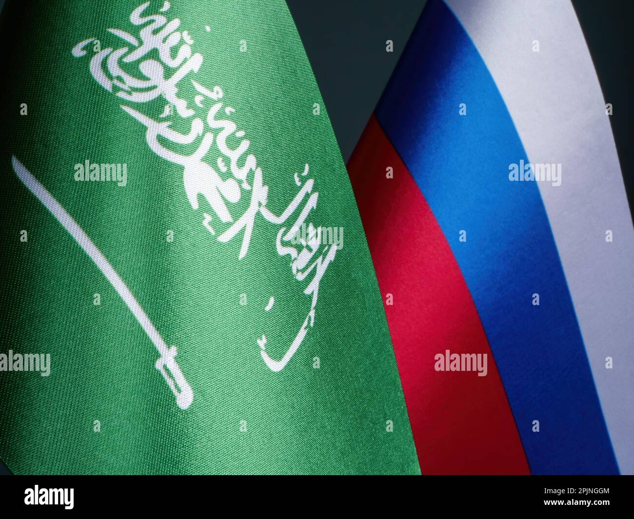 Close-up of the flags of Saudi Arabia and Russia Stock Photo - Alamy