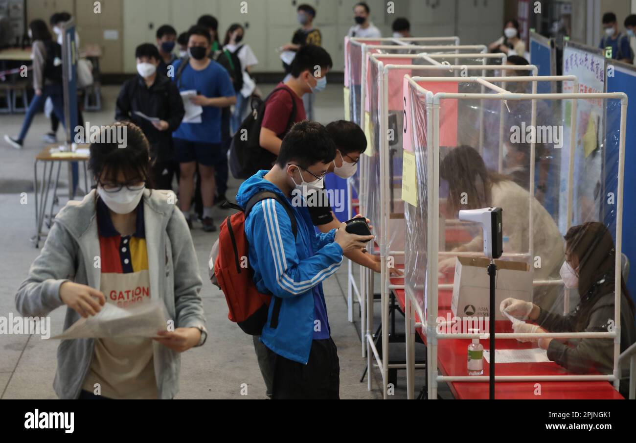 Students have their identity check for the Diploma of Secondary ...