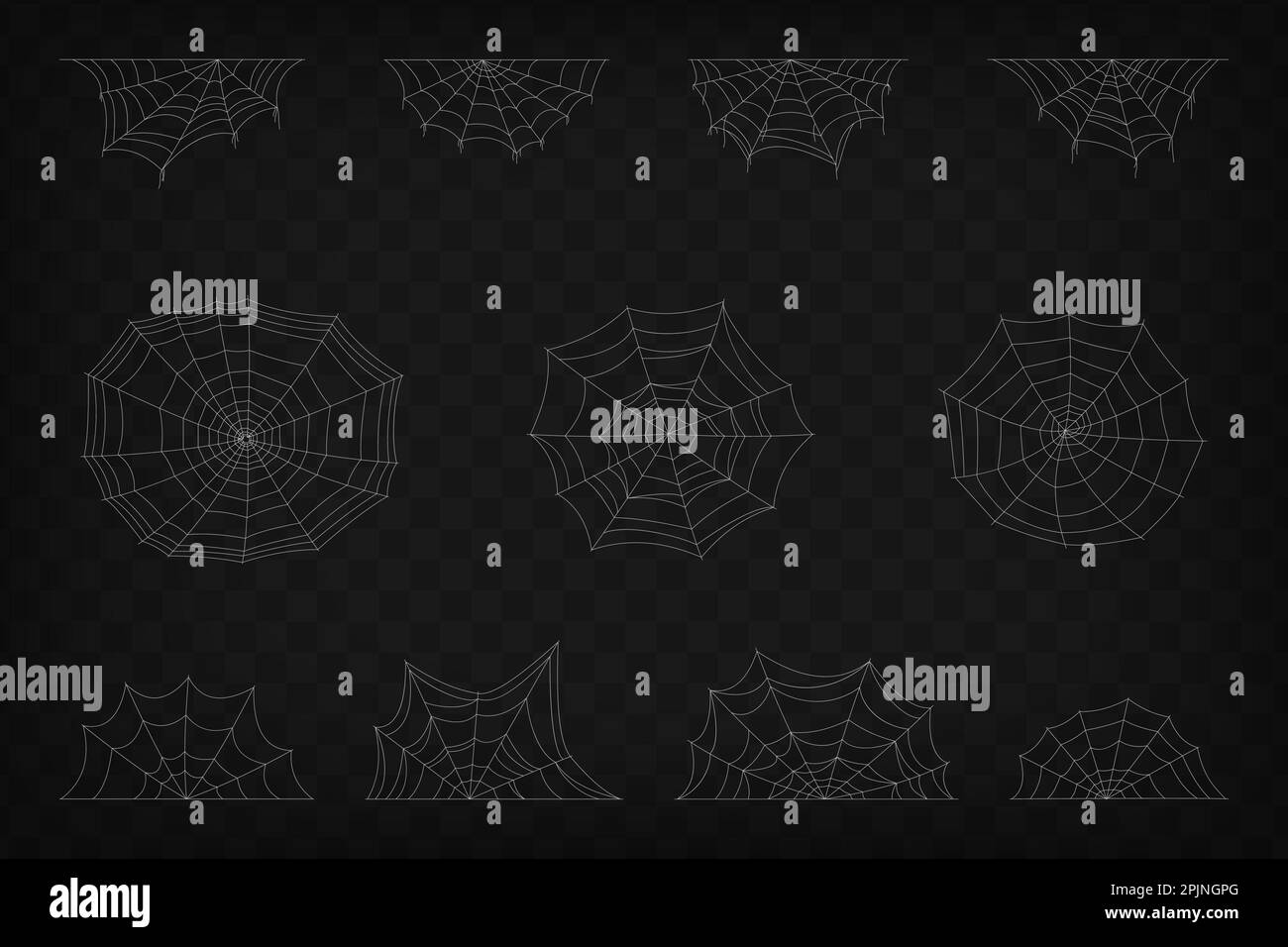 Spider web symbols, realistic spiderweb on black isolated background ...