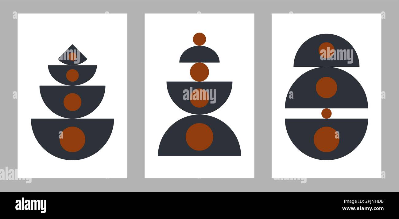 Mid century abstract poster set. Abstract shapes - circle, semicircle ...