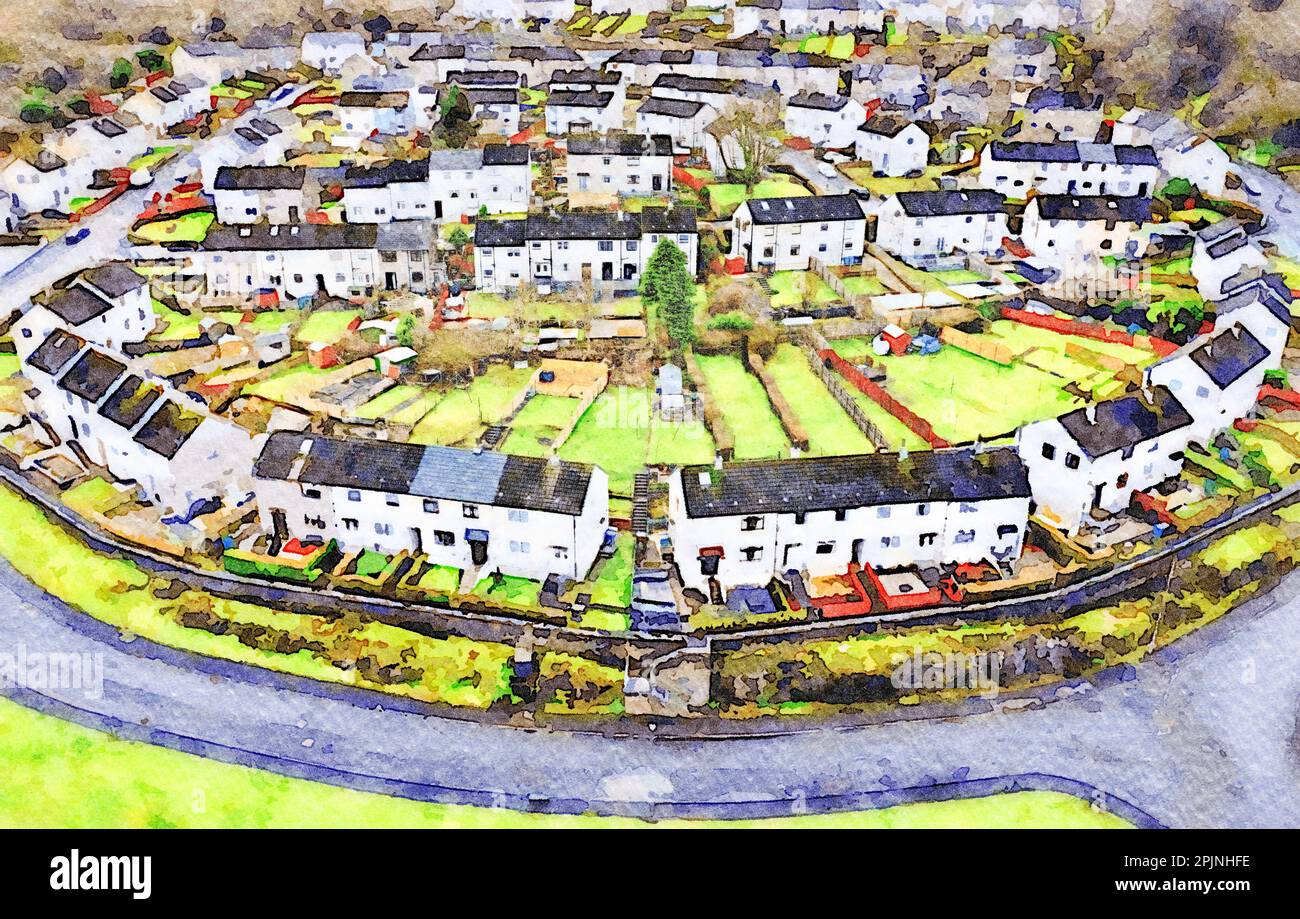 Council houses in poor estate with high populations and many social ...